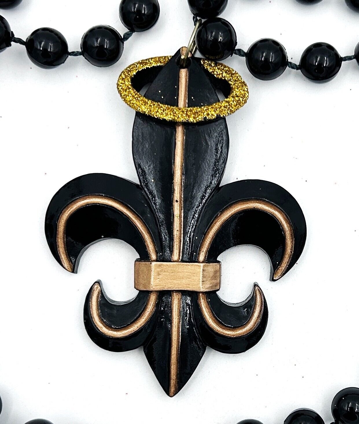 Fleur de Lis New Orleans Mardi Gras Beads Louisiana Saints Halo Bless ...
