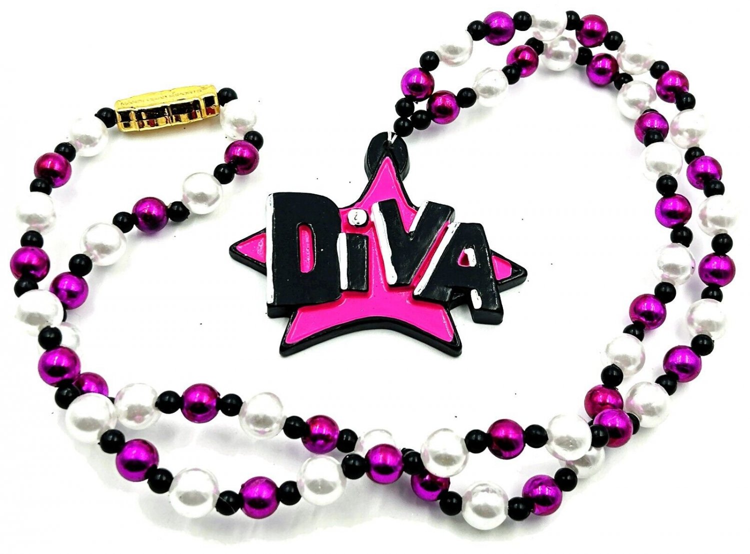 Diva Necklace New Orleans Mardi Gras Bead Necklace Spring Break Cajun ...