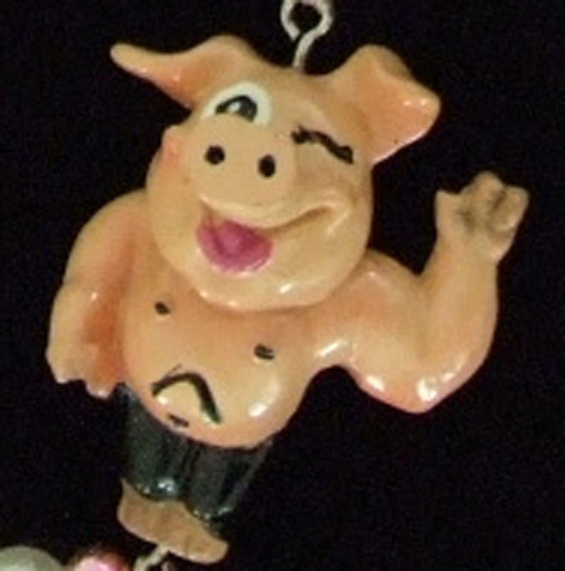 BEAUTIFUL PIGS HANDSOME PIG Good Mardi Gras Beads Party Bead Necklace Oink