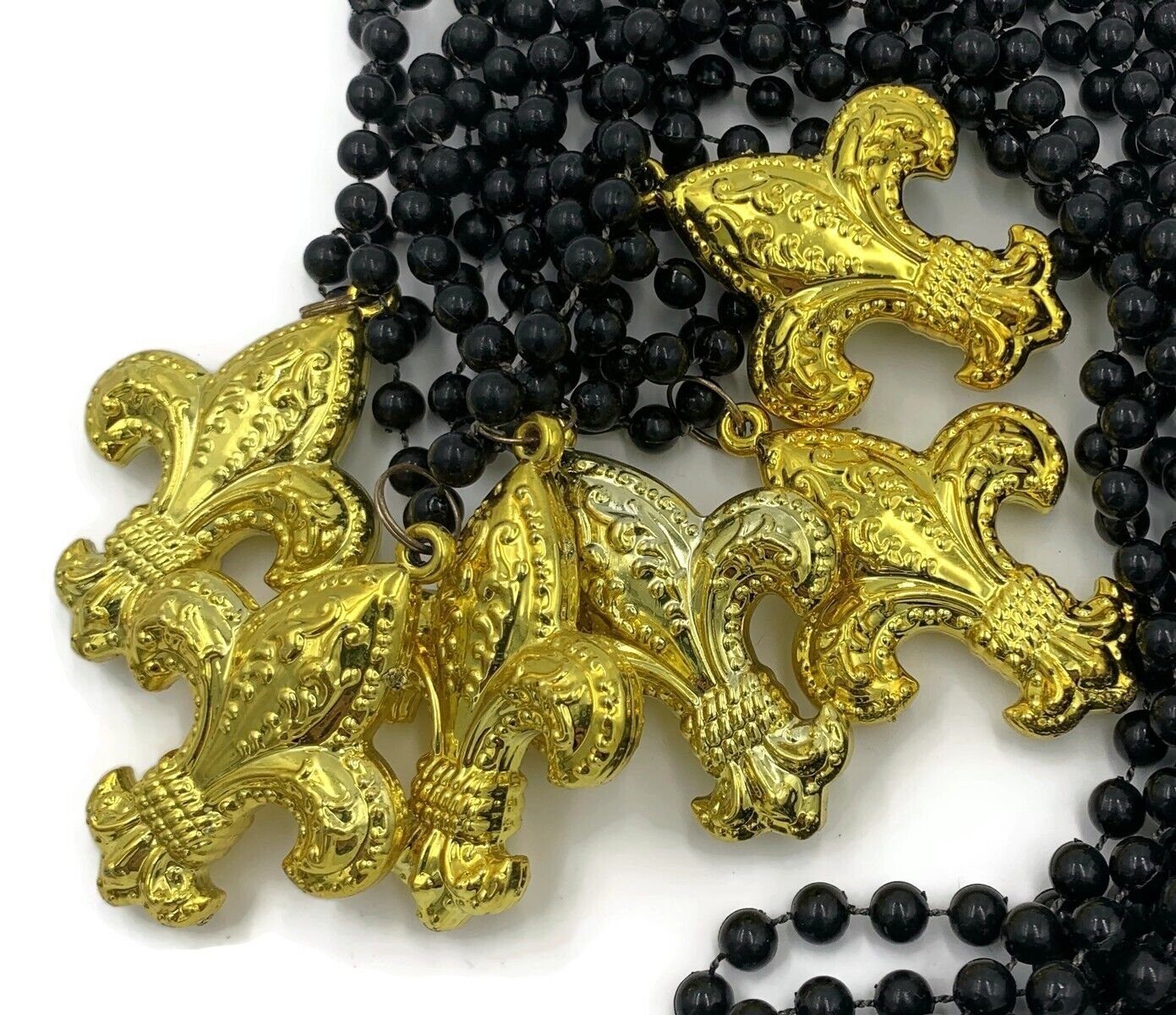 Fleur de Lis Six Pack (6) Mardi Gras Bead Necklaces Spring Break Cajun ...