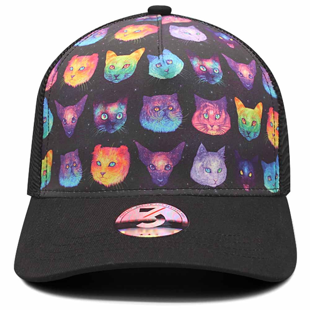Unisex Cute Cat Dad Hat Mesh Trucker Hats Baseball Cap Adjustable