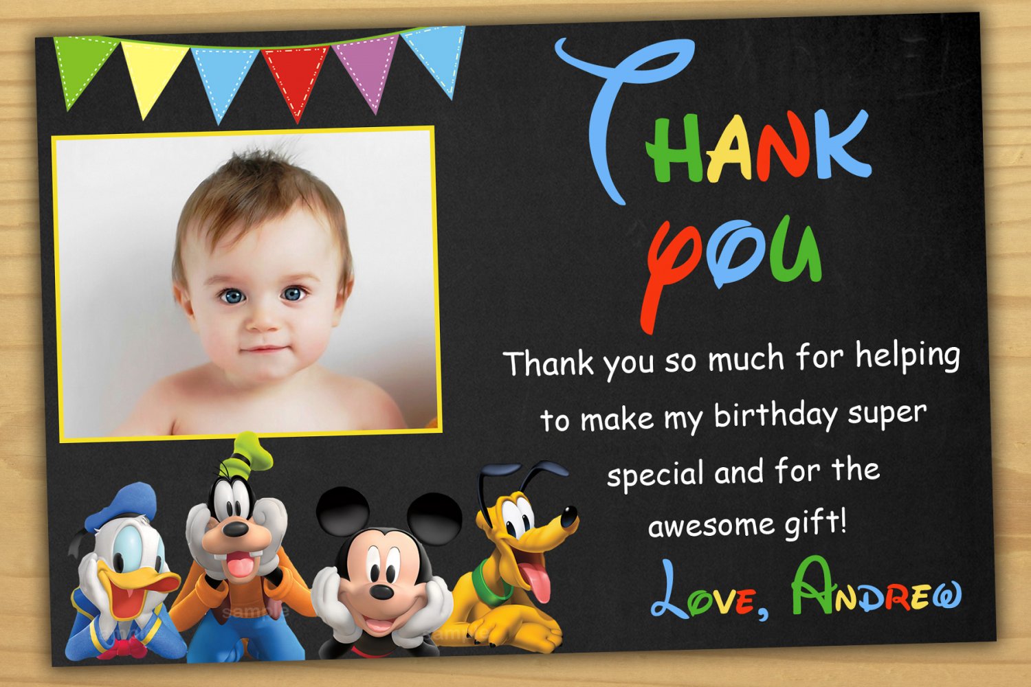 Mickey mouse thank you card,Mickey mouse chalkboard,Mickey mouse ...