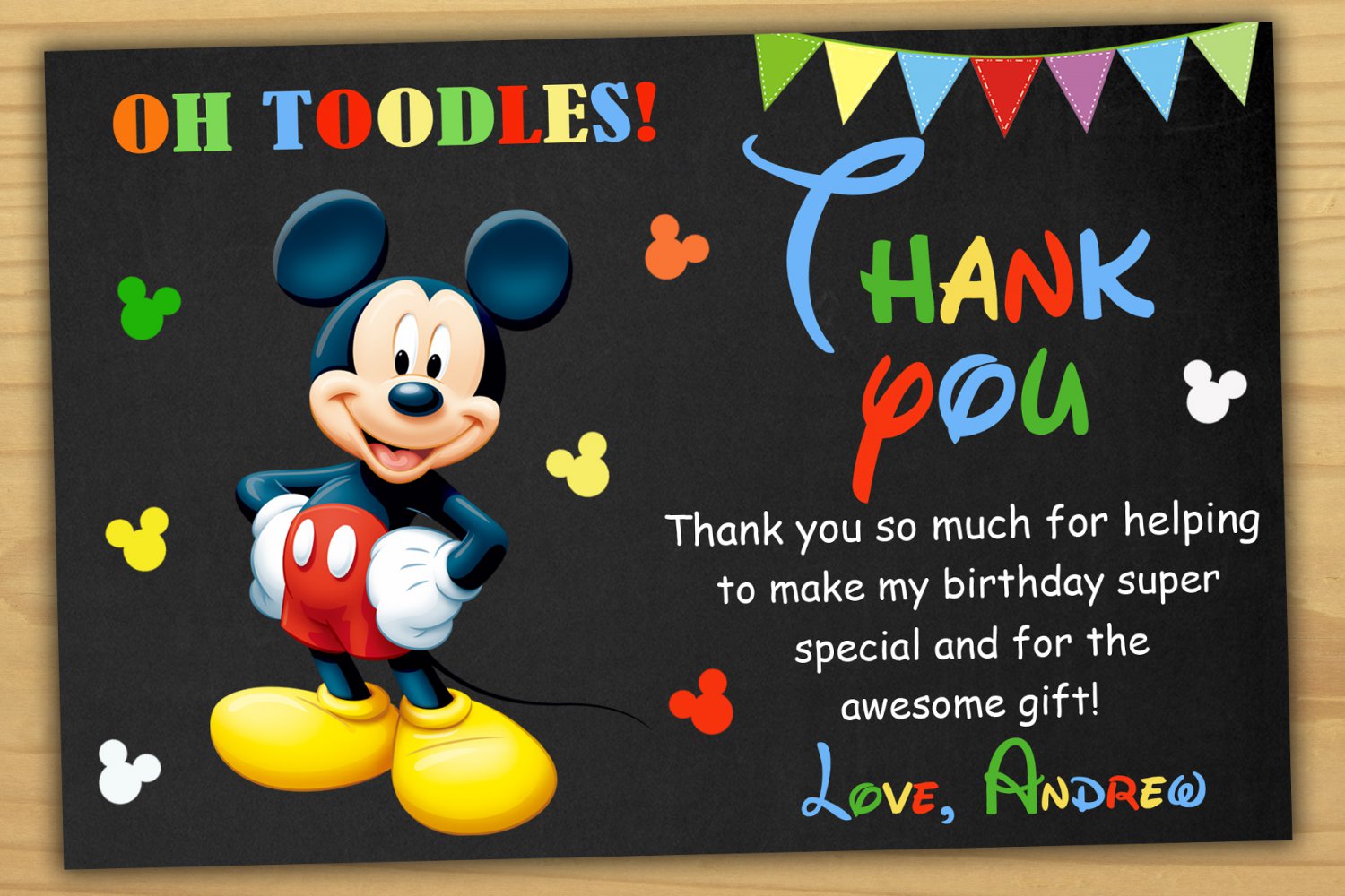 Mickey mouse thank you card,Mickey mouse chalkboard,Mickey mouse ...