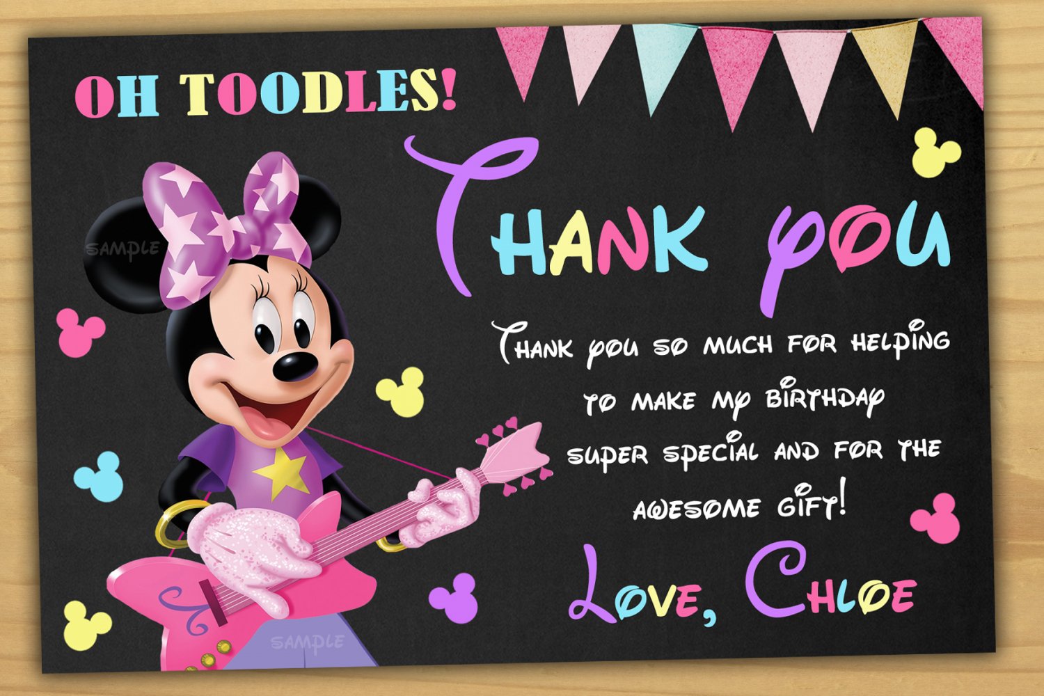 Minnie mouse thank you card,Minnie mouse chalkboard,Minnie mouse ...