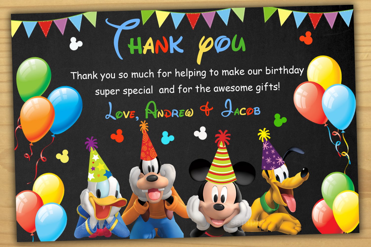 Mickey mouse thank you card,Mickey mouse chalkboard,Mickey mouse ...