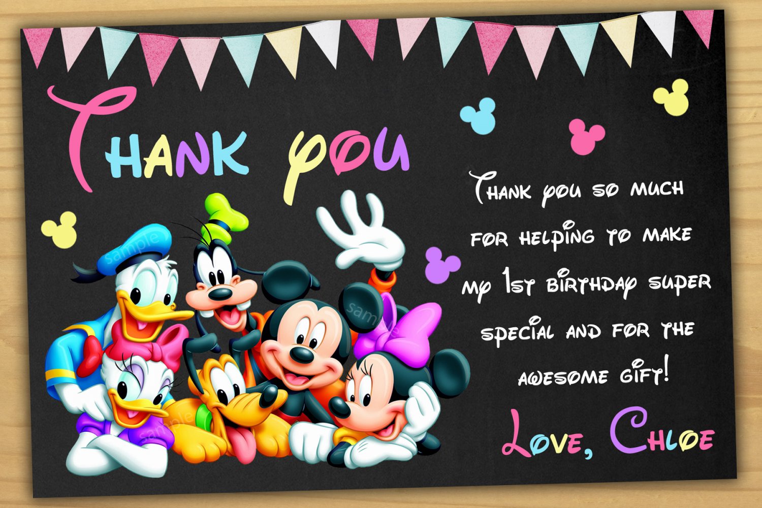 Mickey mouse thank you card,Mickey mouse chalkboard,Mickey mouse ...
