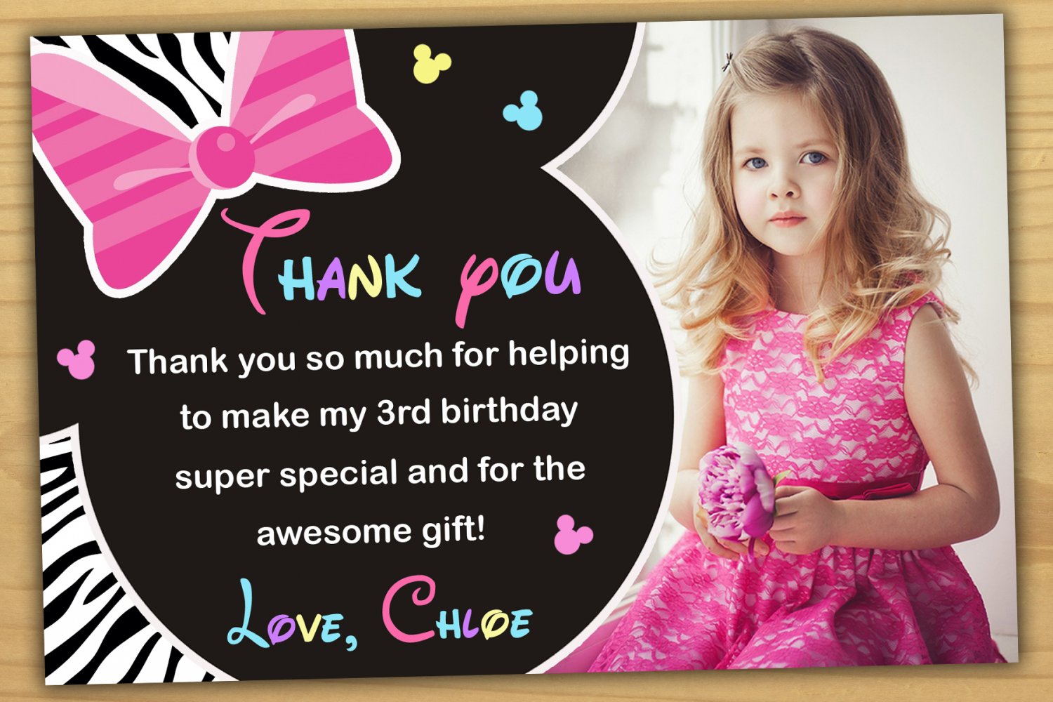 Minnie mouse thank you card,Minnie mouse chalkboard,Minnie mouse ...