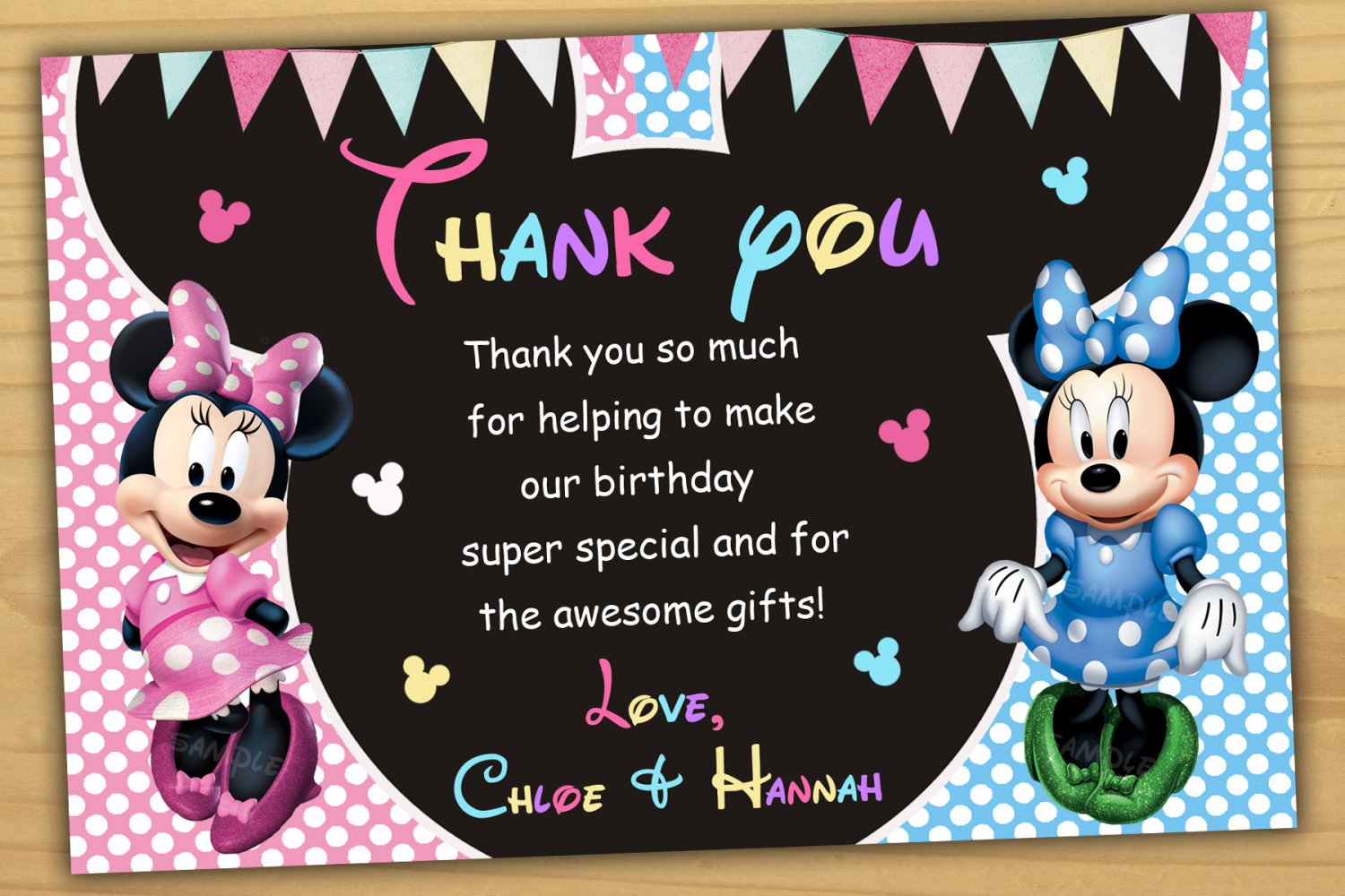 Minnie mouse thank you card,Minnie mouse chalkboard,Minnie mouse ...