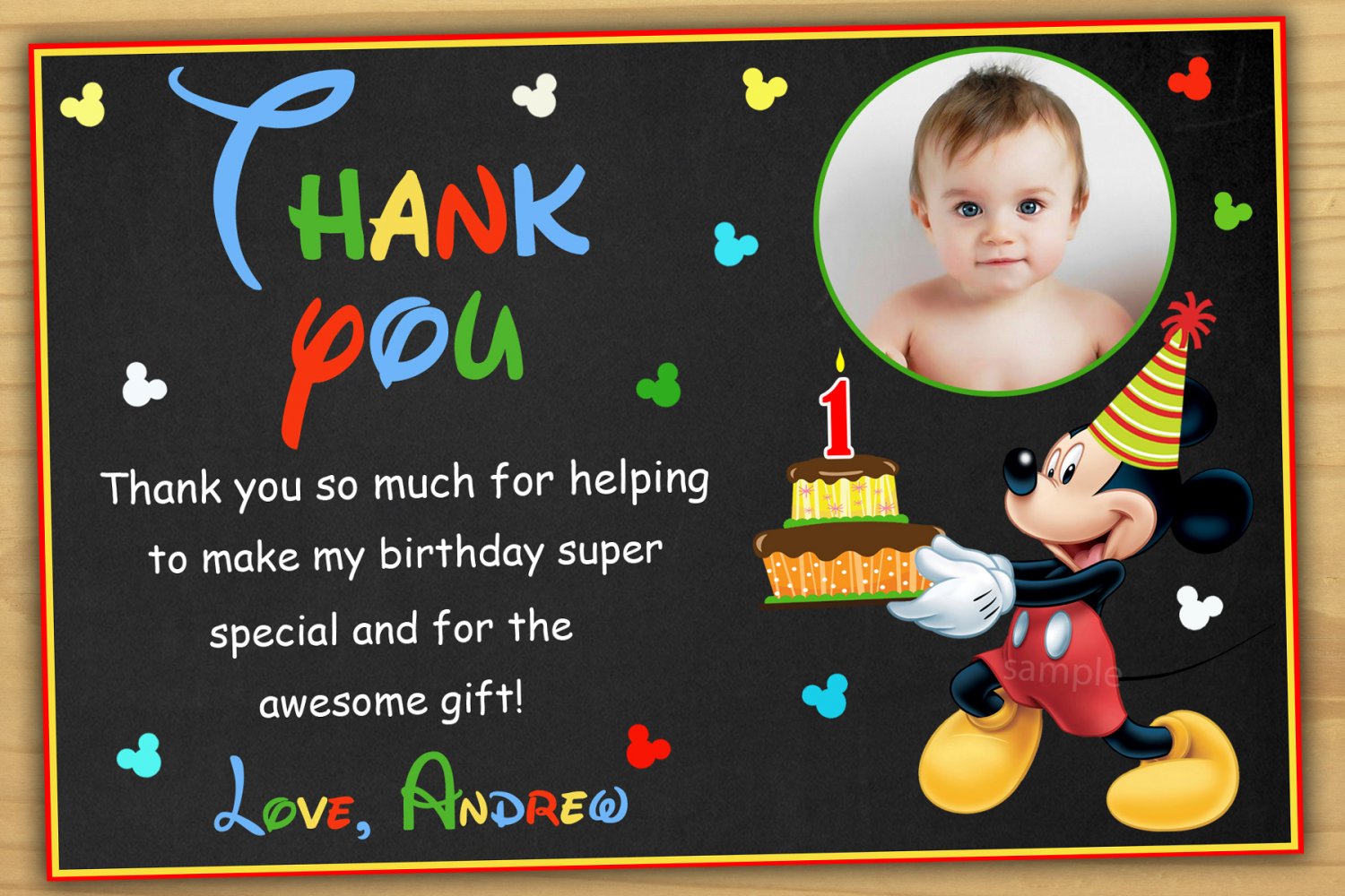 Mickey mouse thank you card,Mickey mouse chalkboard,Mickey mouse ...