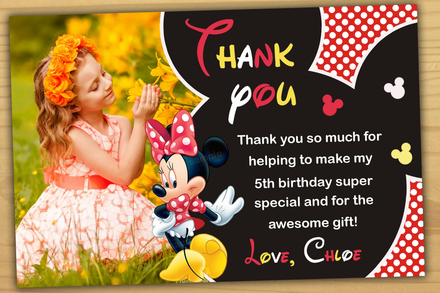 Minnie mouse thank you card,Minnie mouse chalkboard,Minnie mouse ...