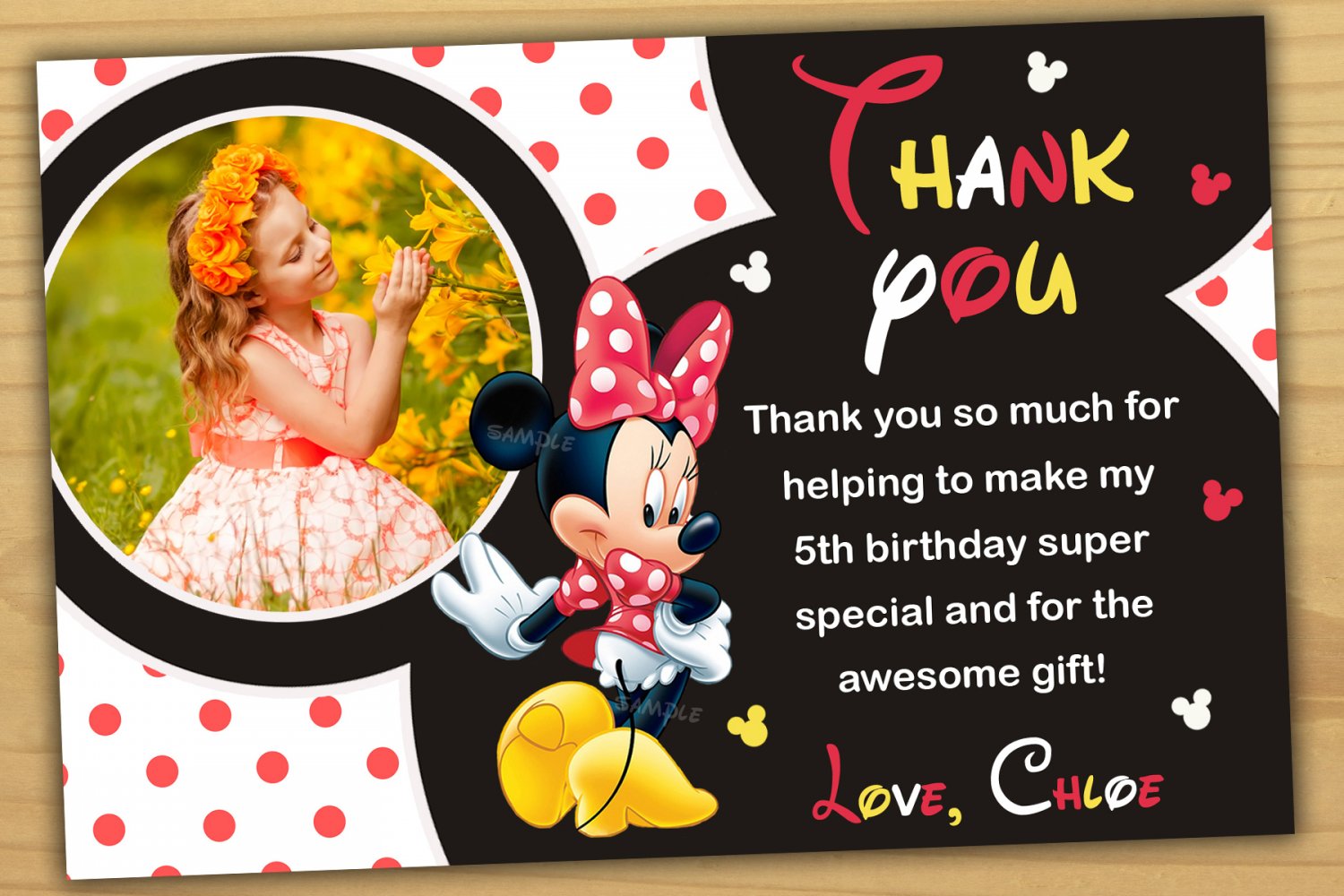 Minnie mouse thank you card,Minnie mouse chalkboard,Minnie mouse ...