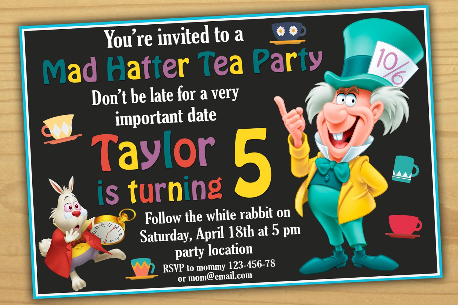 Alice in wonderland Invitation,mad hatter birthday Invitation,mad ...