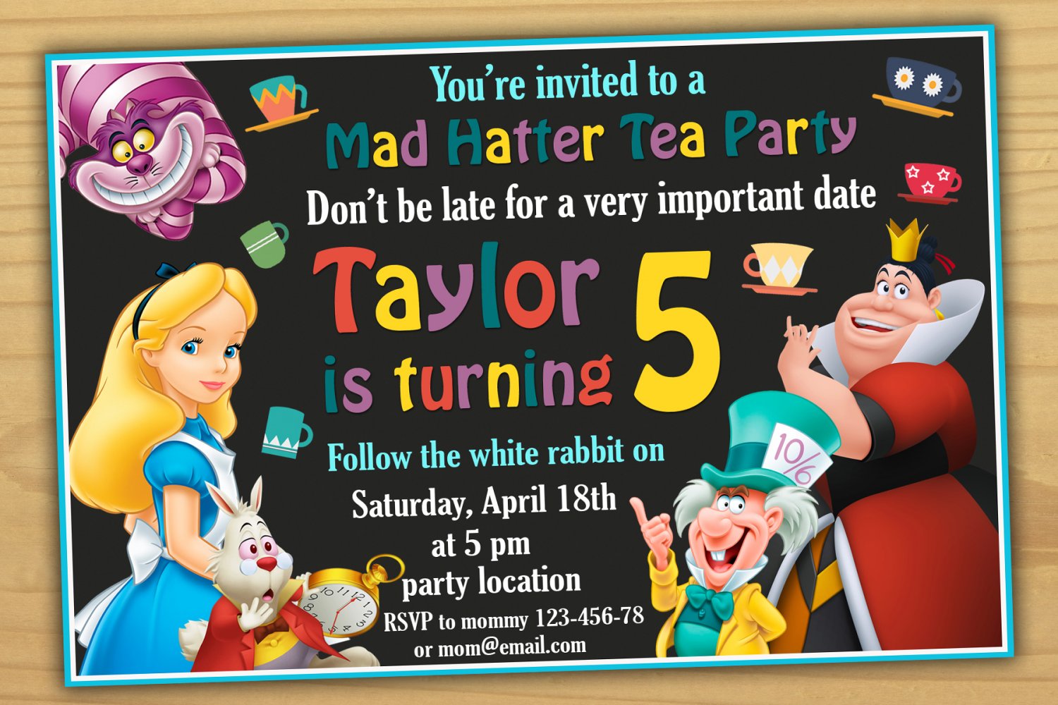 Alice in wonderland Invitation,mad hatter birthday Invitation,mad ...