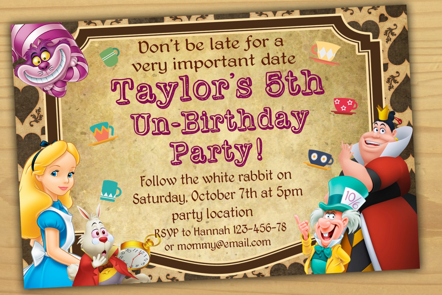 Alice in wonderland Invitation,mad hatter birthday Invitation,mad ...