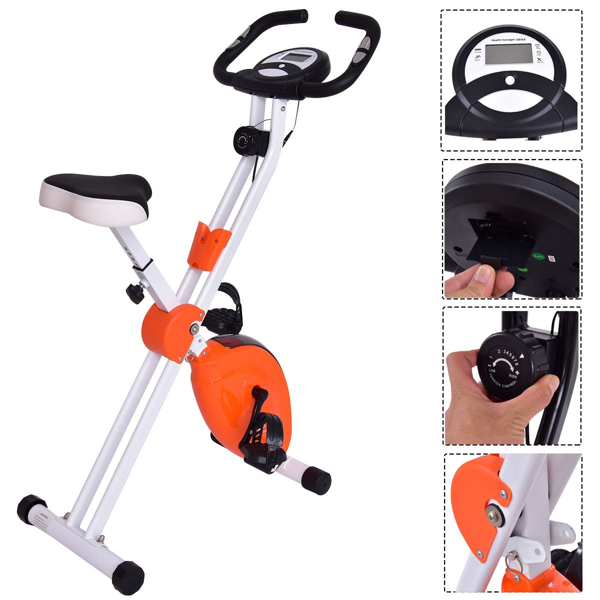 Folding Magnetic Exercise Bike LCD Display 3.5lbs Flywheel Resistance ...