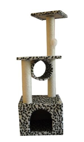 42"" Leopard Skin CAT TREE CONDO FURNITURE SCRATCHPOST PET HOUSE 22L