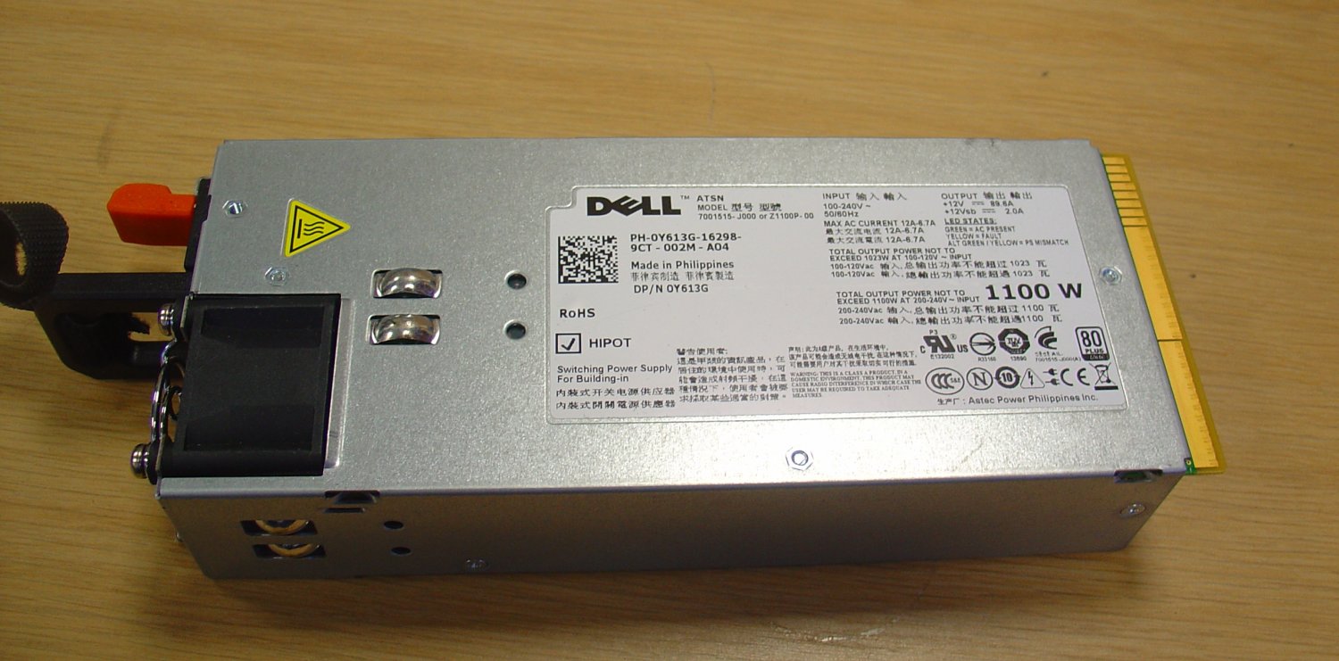 Dell Poweredge R510 1100 Watt Power Supply 700151-J000 0Y613G