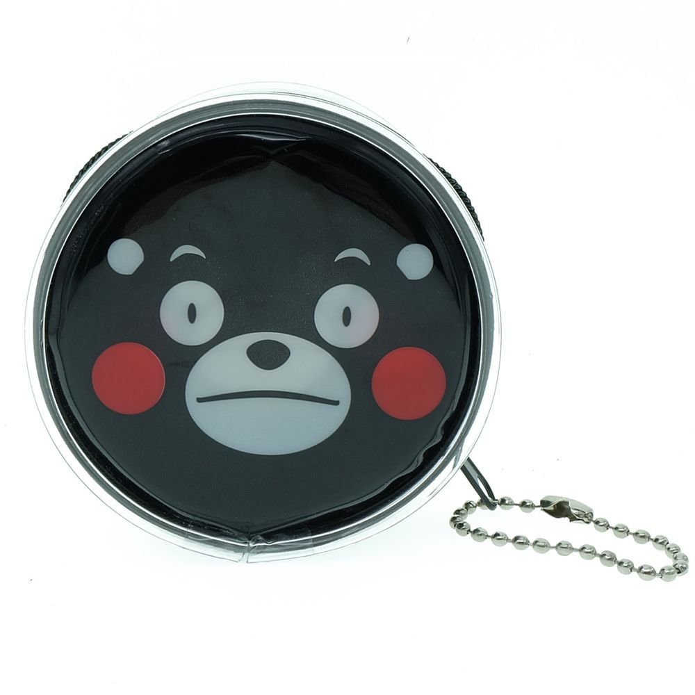 Japan Kumamon Bear Neutral Face Emoji Plastic Round Keychain Coin Purse ...