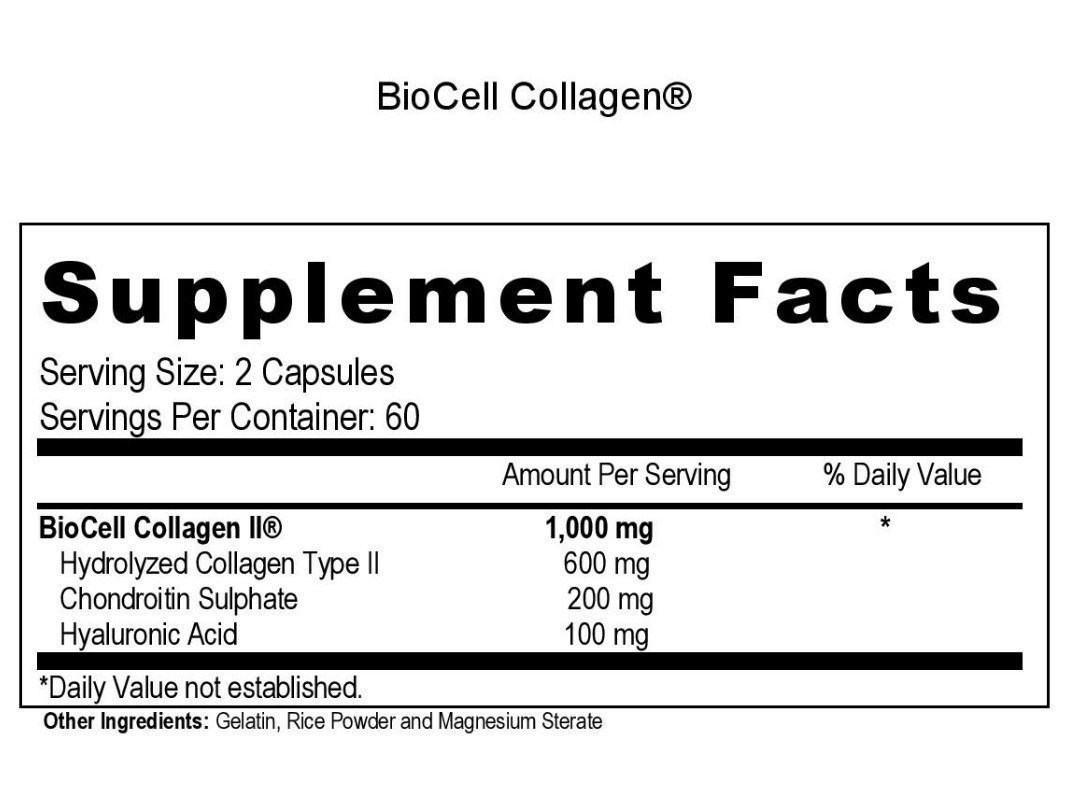 BioCell Collagen Type II 120 Caps Health Logics, Joints, Wrinkles