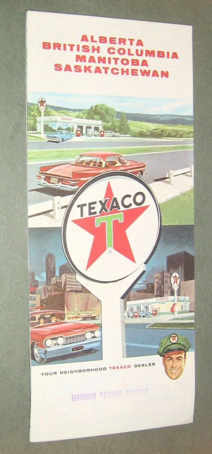 Vintage 1963 Texaco Road Map,Alberta,British Columbia, Manitoba ...