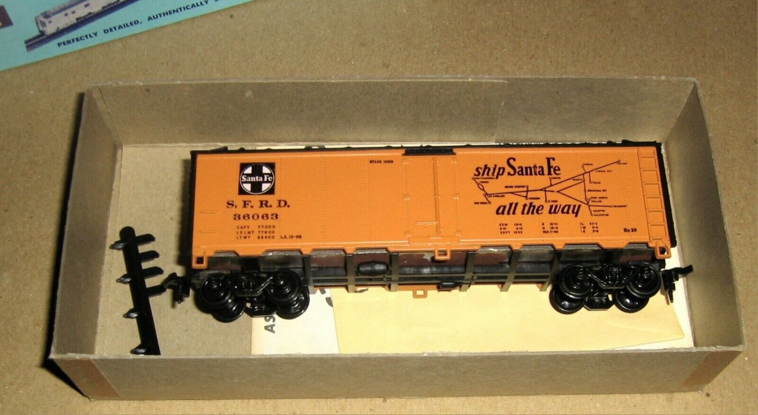 Athearn 5022 HO Scale SFRD 36063 ATSF Santa Fe Map 40' Reefer,The Chief ...