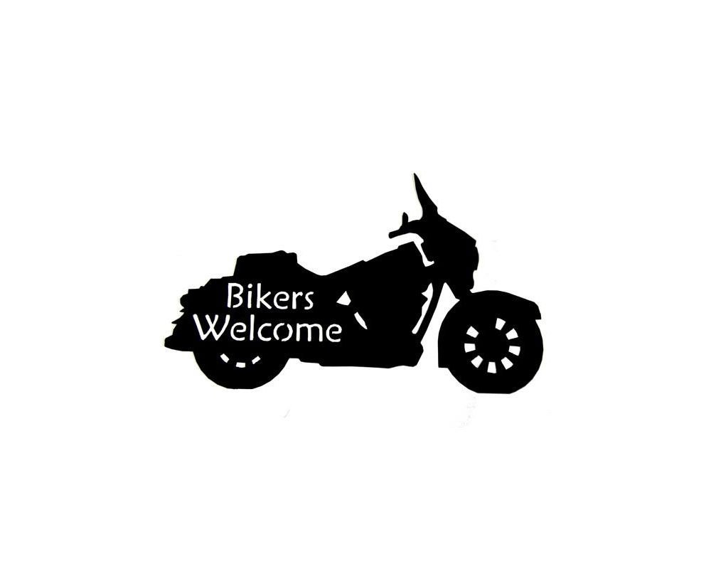 Bikers Welcome Motorcycle Sign SMALL Garden Yard Art Wrought Iron Metal ...