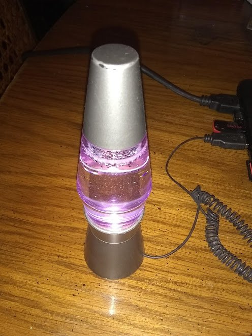 Small Purple Glitter Lava Lamp USB Computer connection power