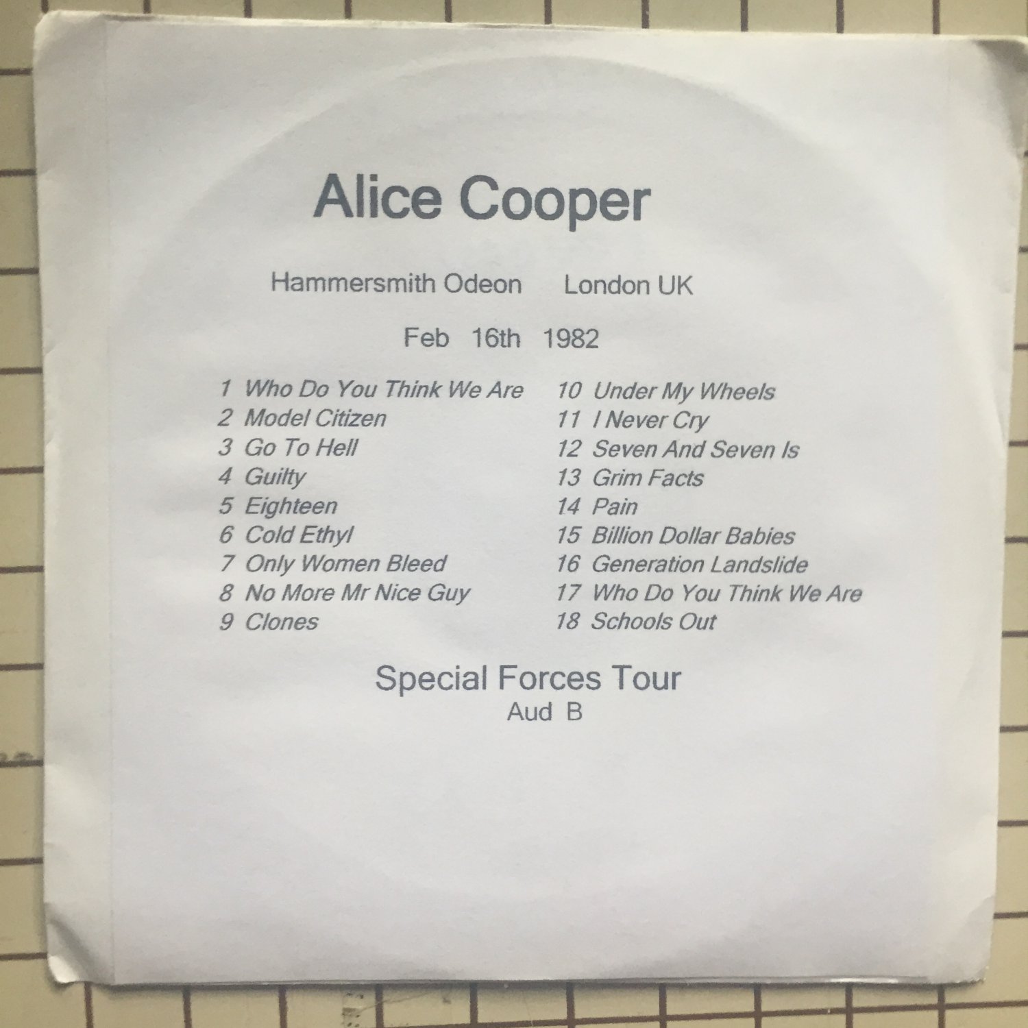 Alice Cooper cd London 1982 Special Forces Tour