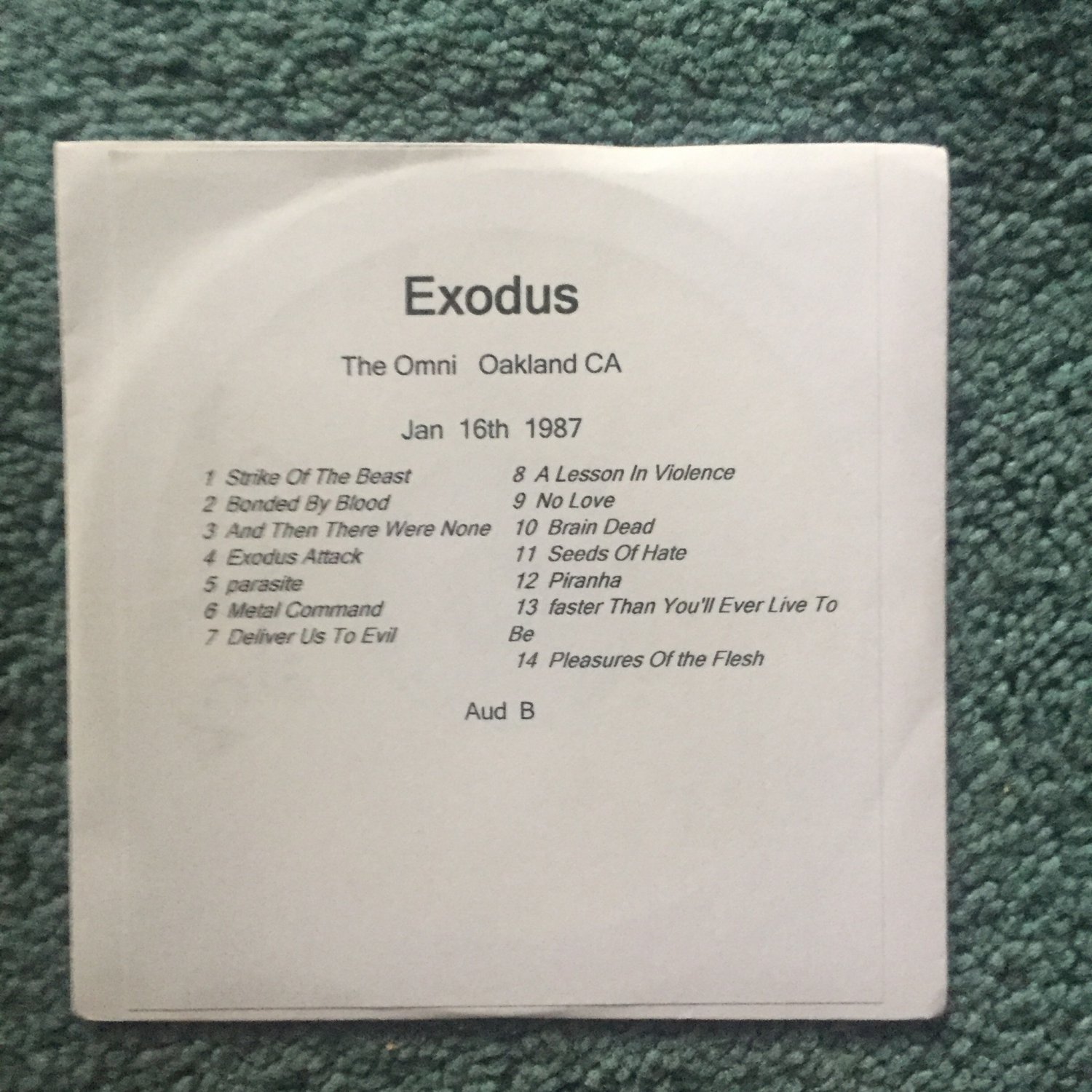 Exodus cd Oakland CA 1987 Pleasures Of The Flesh tour