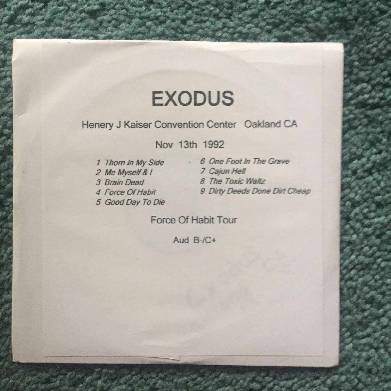 Exodus cd Oakland CA 1992 Force Of Habit tour