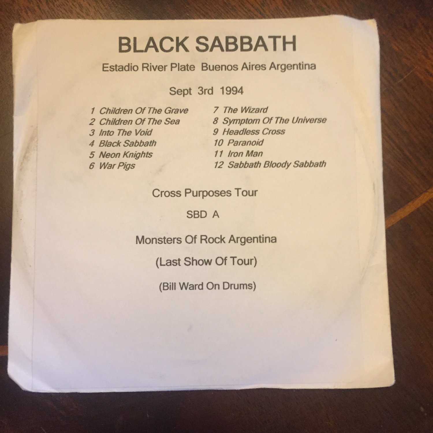 Black Sabbath cd Buenos Aires 1994 Cross Purposes tour