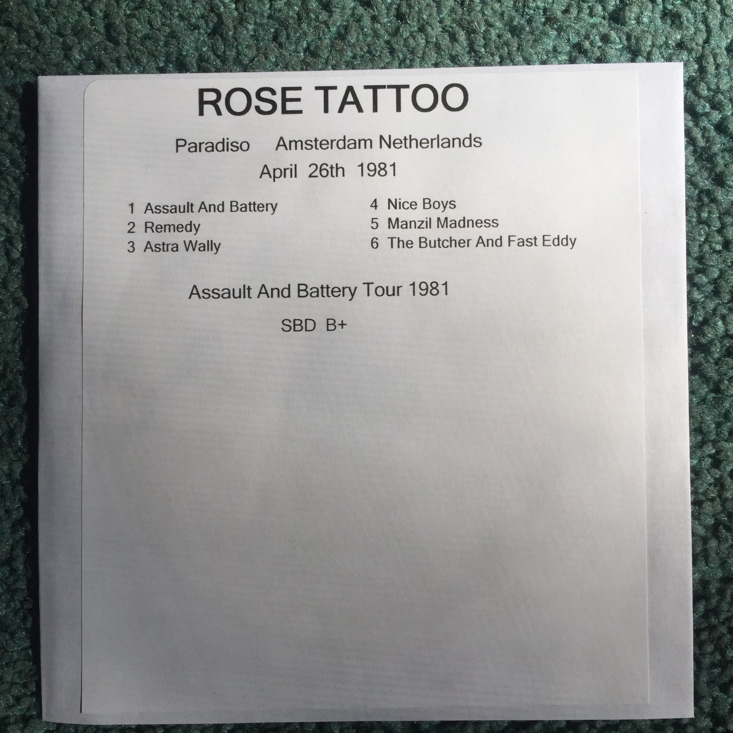Rose Tattoo cd Amsterdam 1981 Assault And Battery tour
