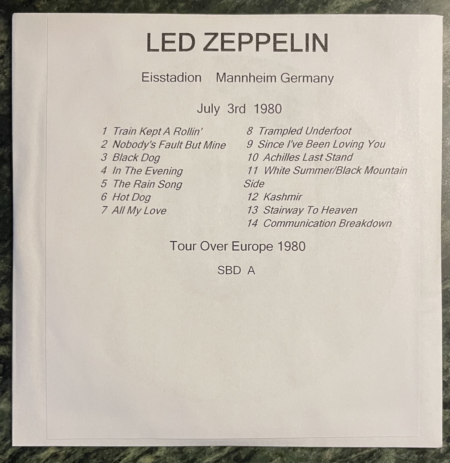 Led Zeppelin cd Mannheim Germany July 3rd 1980 tour