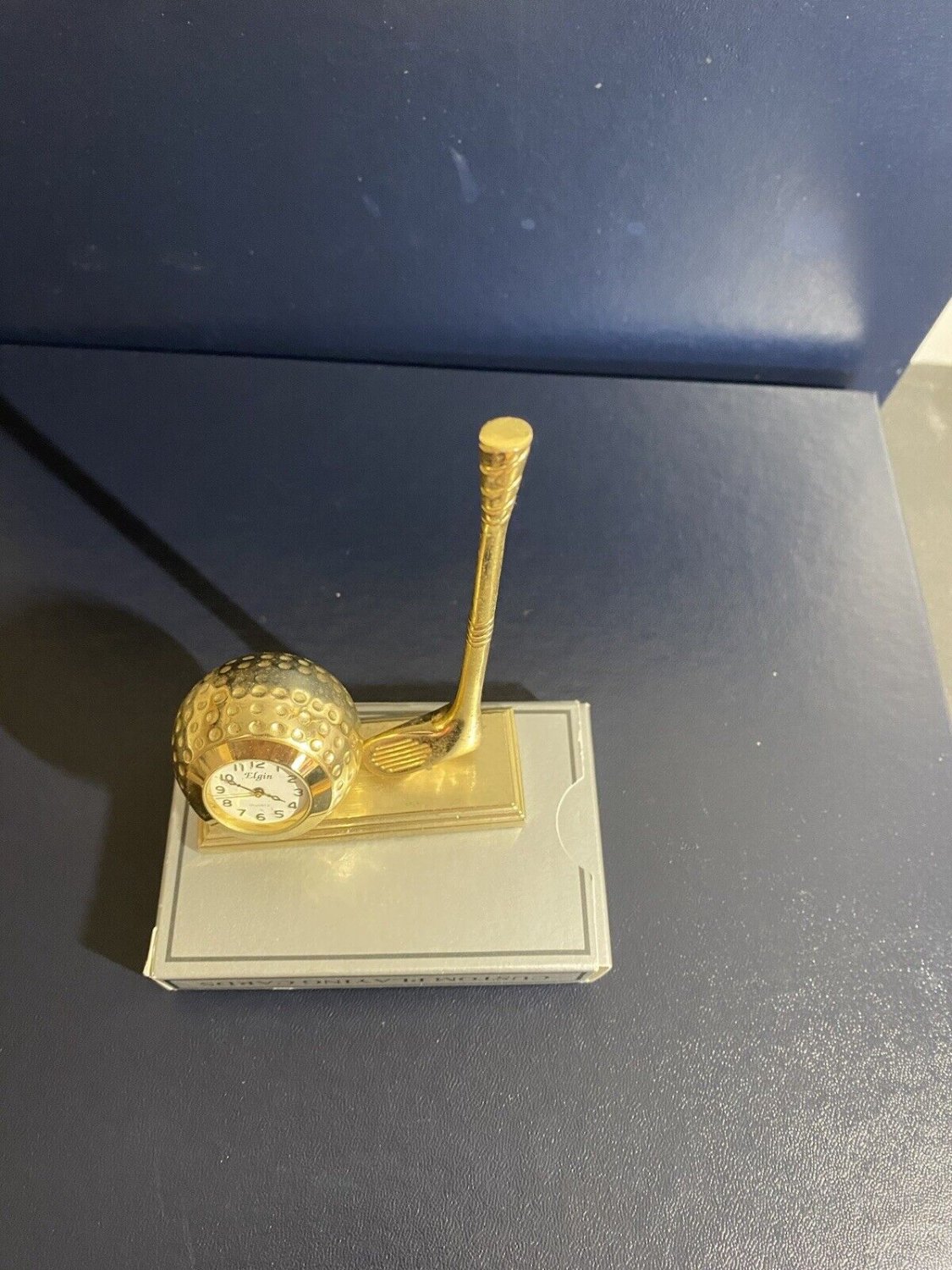 Elgin Vintage Mini Clock Golf Ball And Club