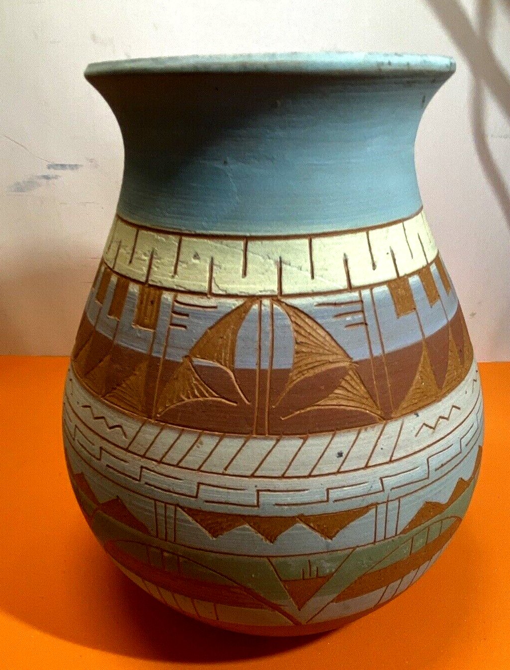 Mexico Original Red Clay Pottery Hand made 6” Tall Signed by Artist