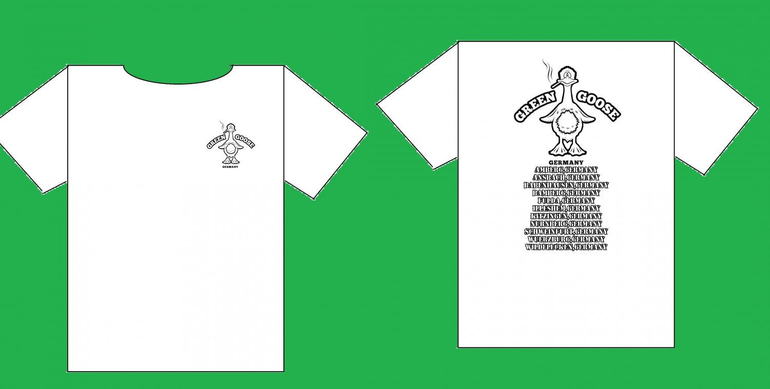 Green Goose Tee -all cities ( size 2XL ) White with Black