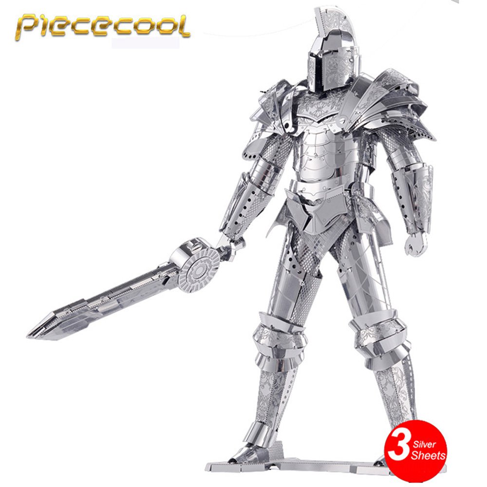 Piececool 3D Metal Puzzle Black Knight Armor Soldier Model Kit P079-S ...