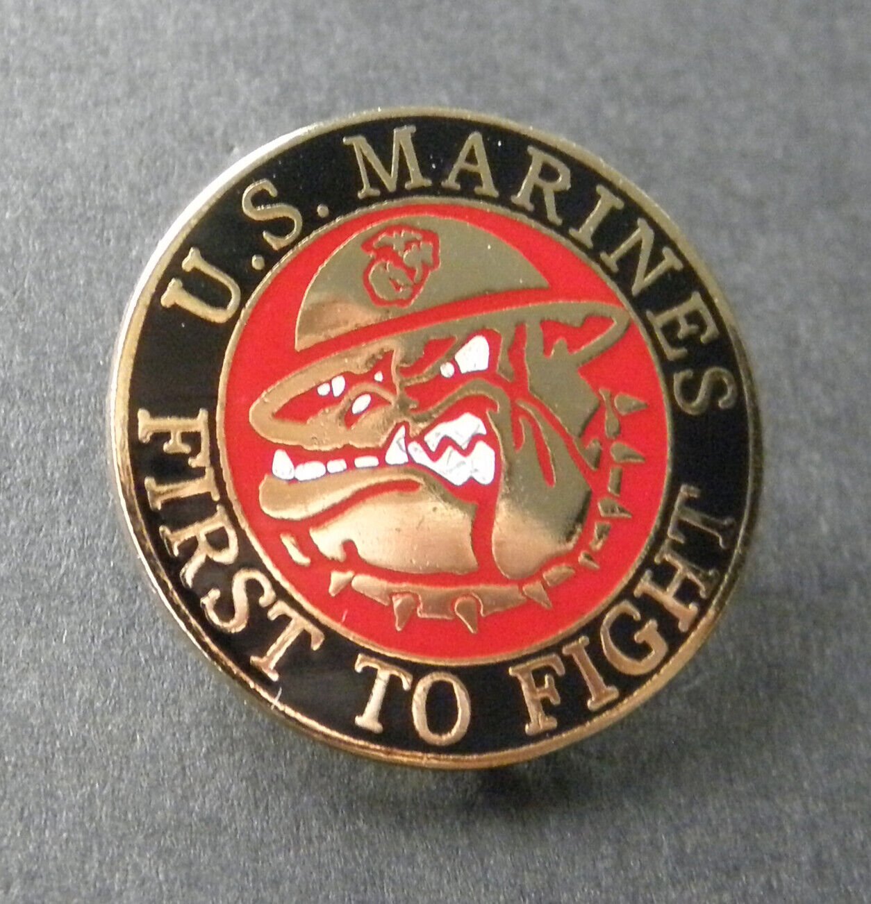 US MARINES FIRST TO FIGHT USMC DEVIL DOGS MARINE CORPS LAPEL PIN BADGE 1 INCH