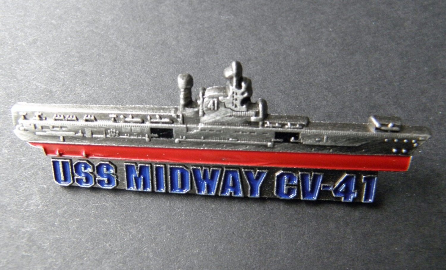 USS MIDWAY CV-41 US NAVY USN AIRCRAFT CARRIER LAPEL PIN BADGE 2.5 INCHES