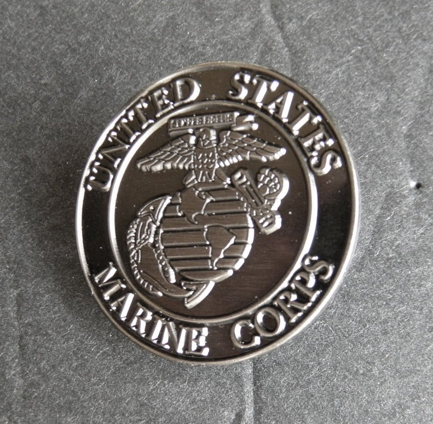 US MARINE CORPS USMC MARINES POLISHED PEWTER LAPEL PIN BADGE 1 INCH