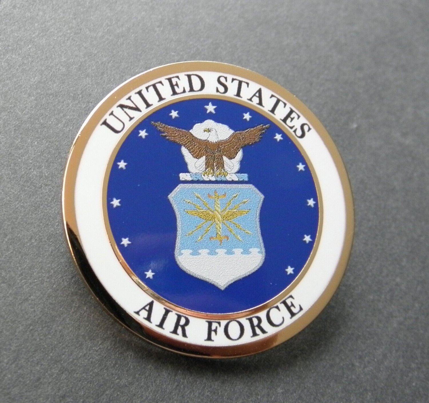 US AIR FORCE USAF LARGE LAPEL PIN BADGE 1.5 INCHES USAF