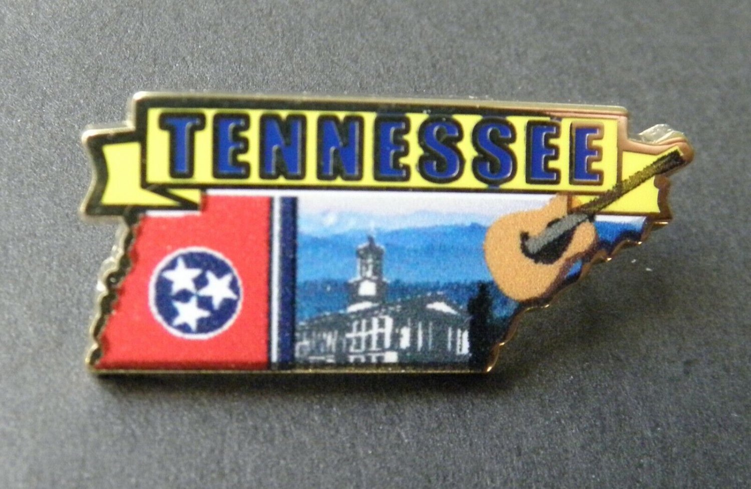 TENNESSEE US STATE FLAG MAP LAPEL PIN BADGE 1.1 INCHES