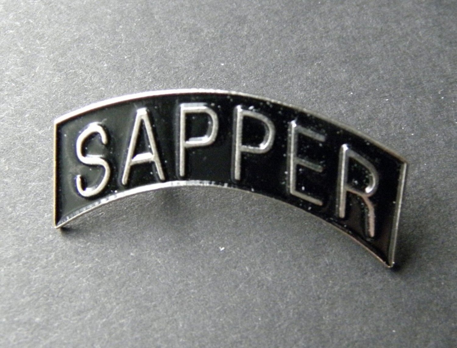 US ARMY ENGINEER COMBAT SAPPER SILVER COLOR TAB LAPEL PIN BADGE 1.5 INCHES