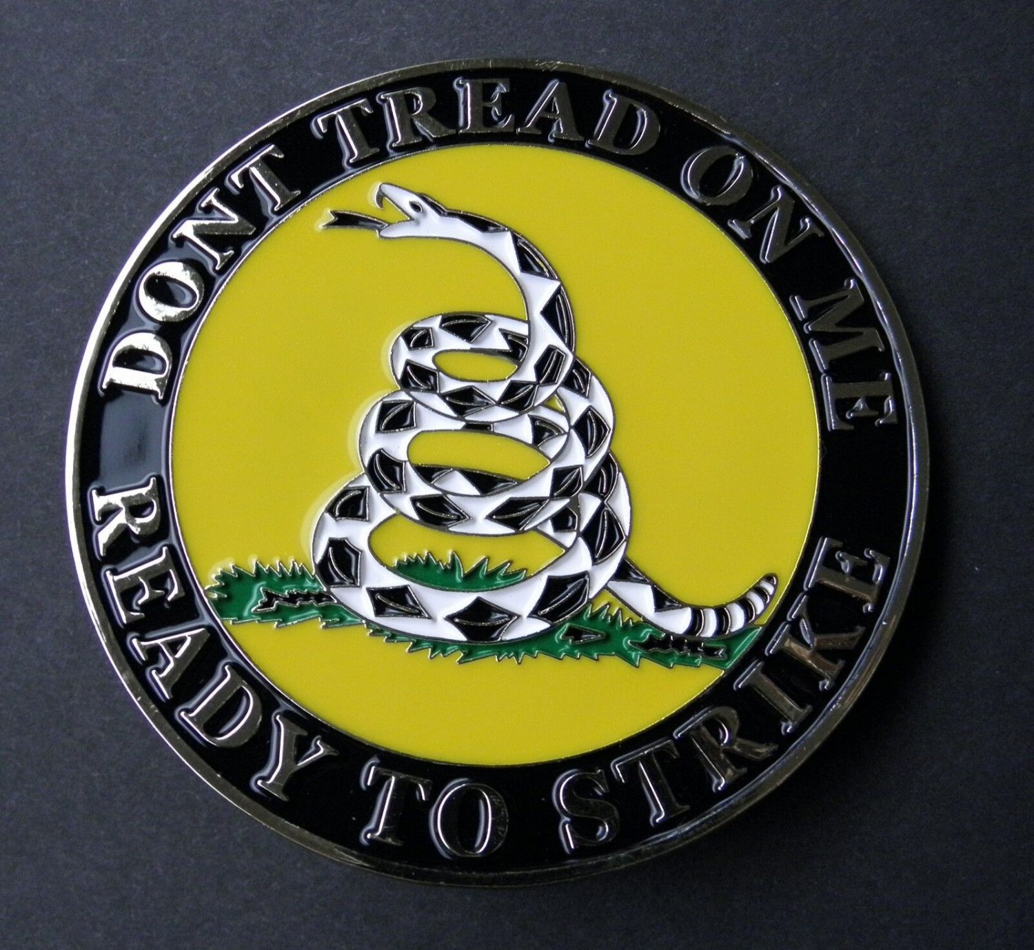 DON'T TREAD ON ME GASTON FLAG ENAMEL CAR GRILL GRILLE AUTO MEDALLION 3. ...