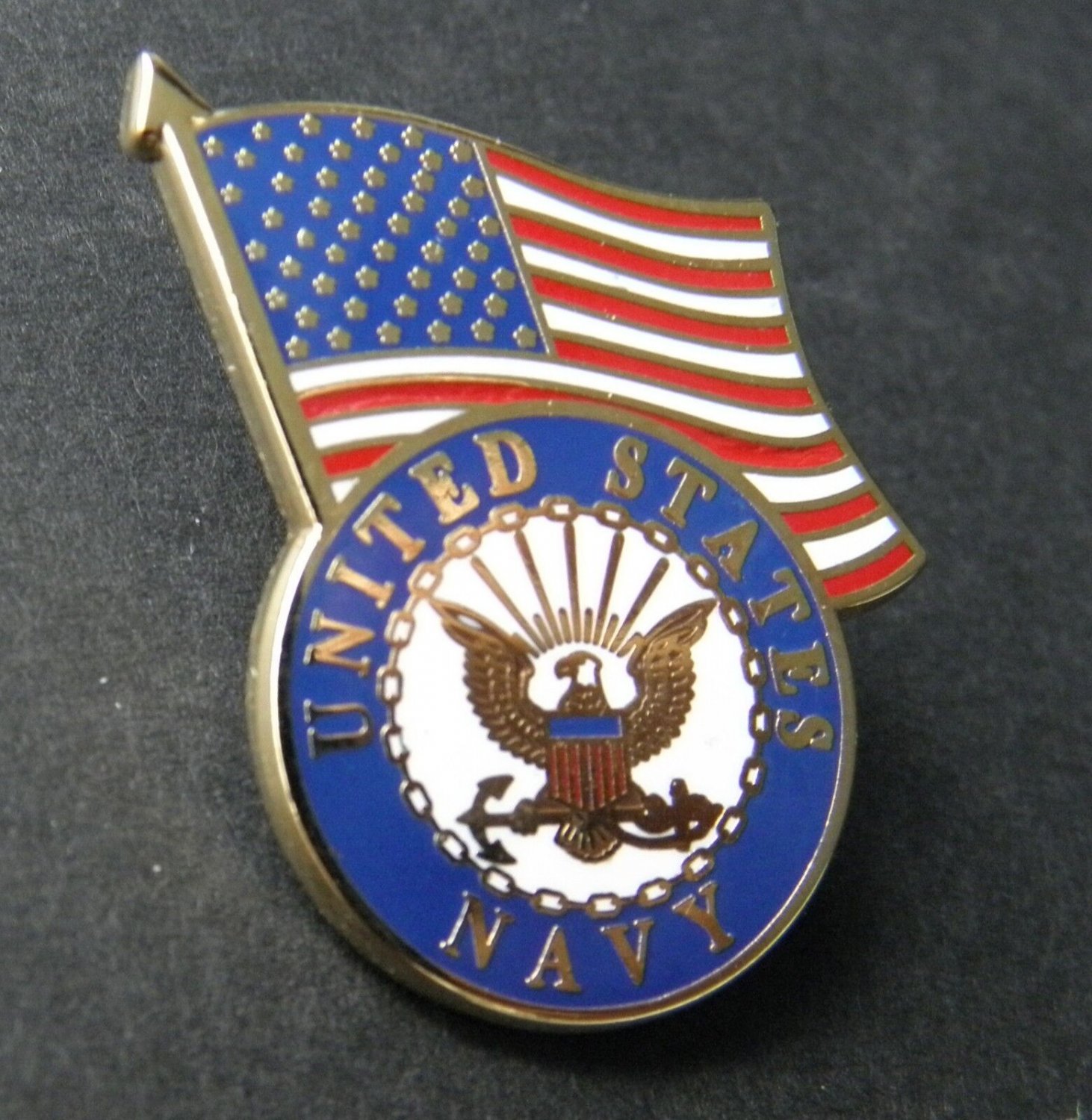 USN US NAVY USA FLAG LAPEL PIN BADGE 1.2 INCHES