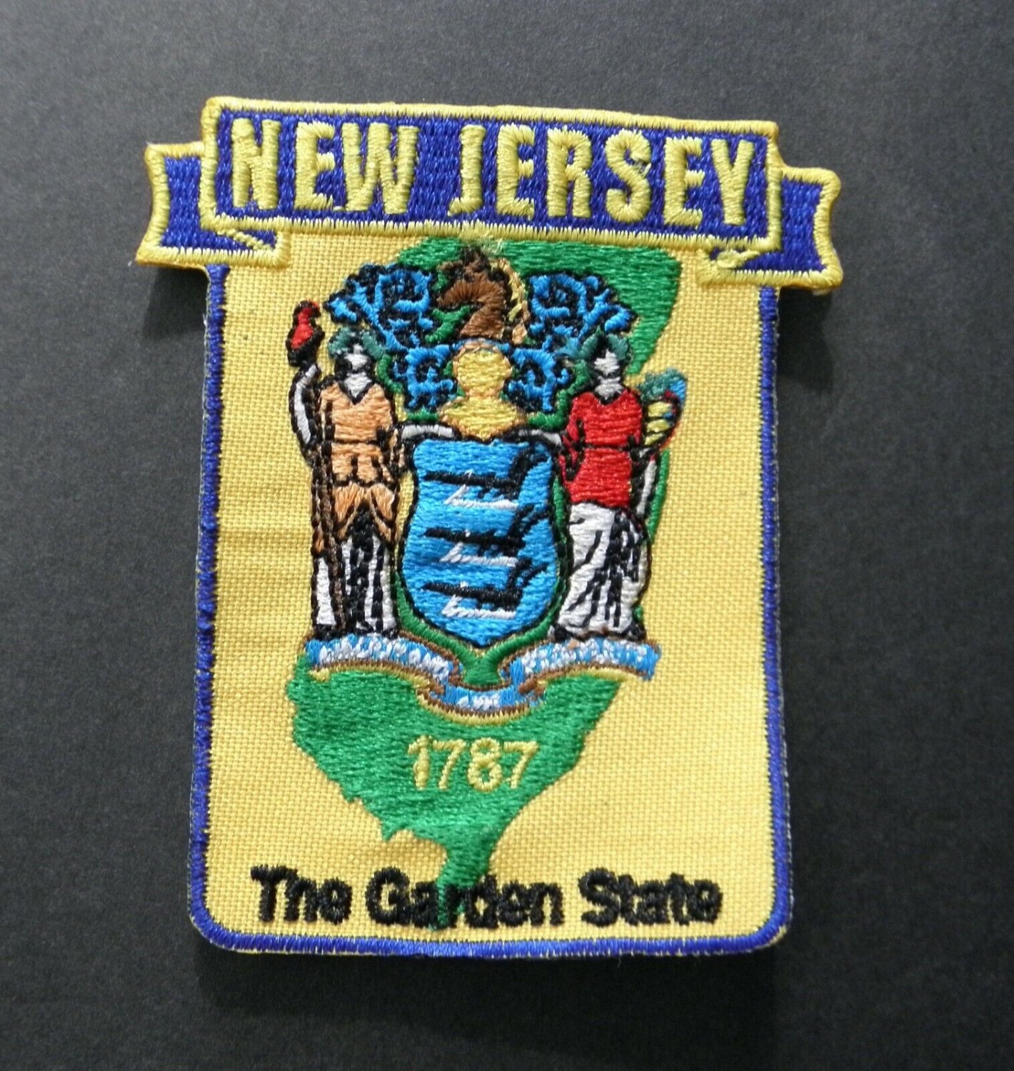 NEW JERSEY GARDEN STATE MAP EMBROIDERED PATCH 2 X 3 INCHES