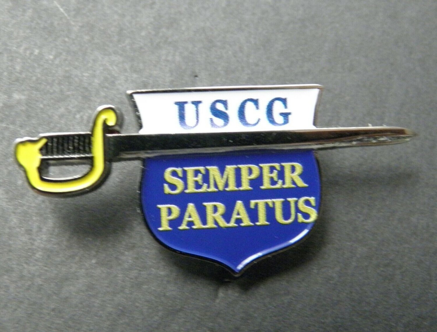 Coast Guard Semper Paratus Sword Veteran USCG Shield Lapel Pin Badge 1. ...