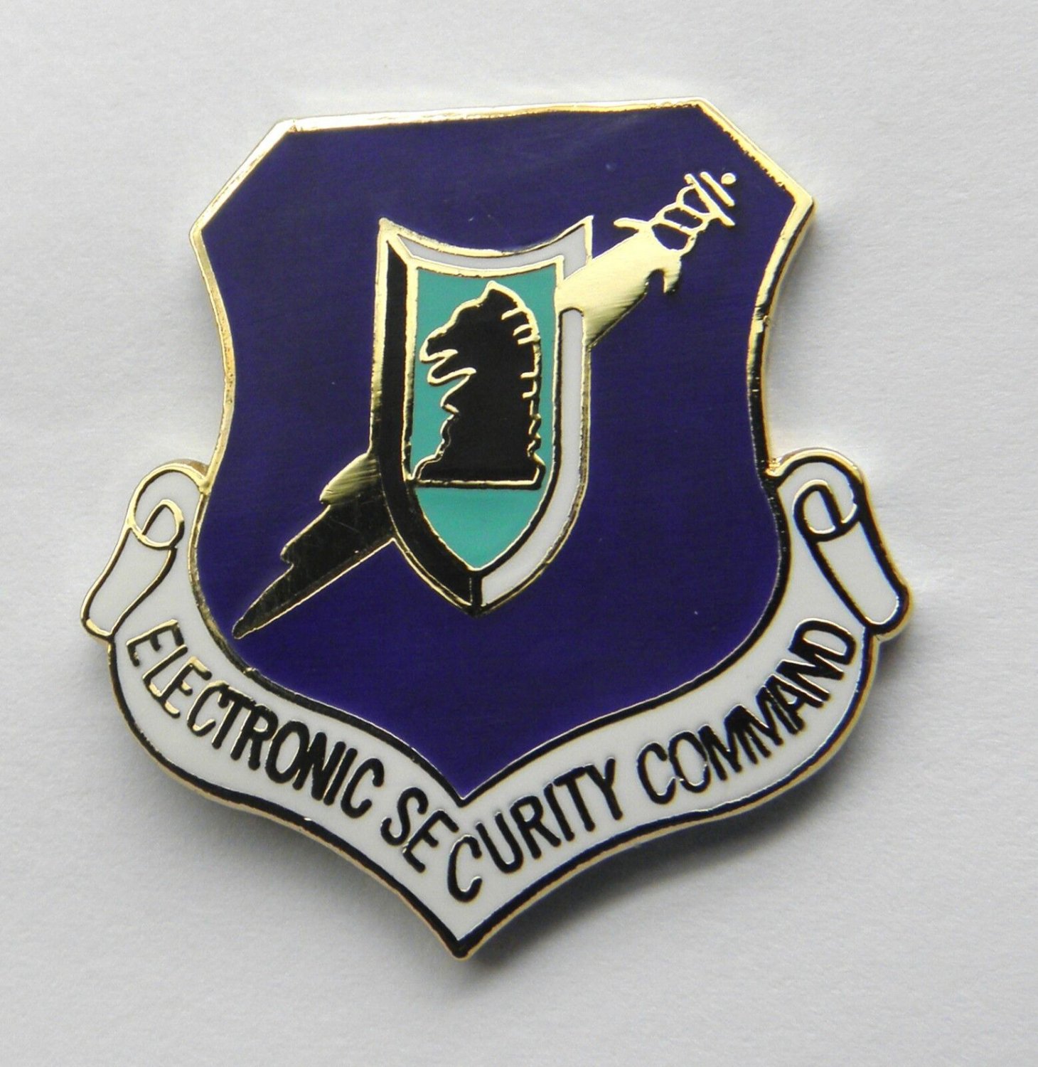 USAF AIR FORCE ELECTRONIC SECURITY COMMAND SHIELD LAPEL PIN BADGE 1 INCH