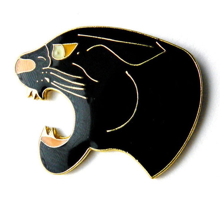 PANTHER HEAD BLACK ROARING WILDCAT CAT ANIMAL LAPEL PIN BADGE 1 INCH