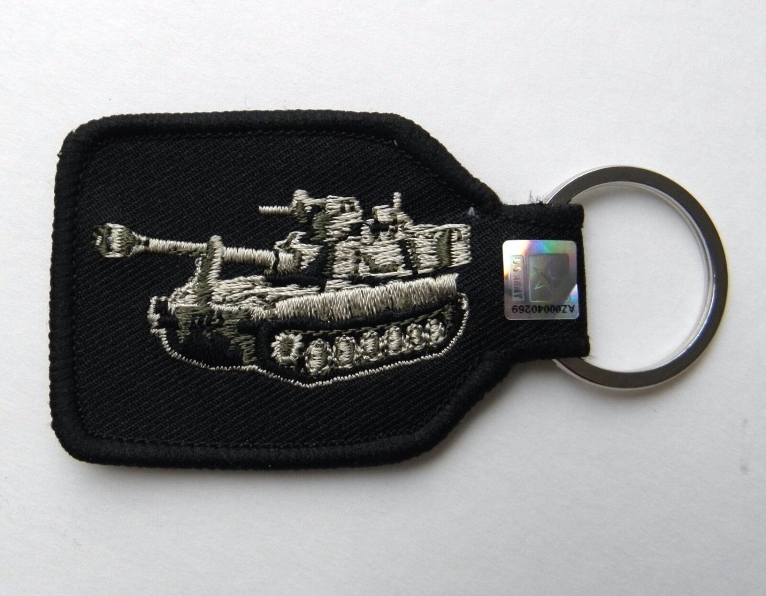 US ARMY ARMORED DIVISION TANK EMBROIDERED KEY CHAIN KEY RING 1.75 X 2.75